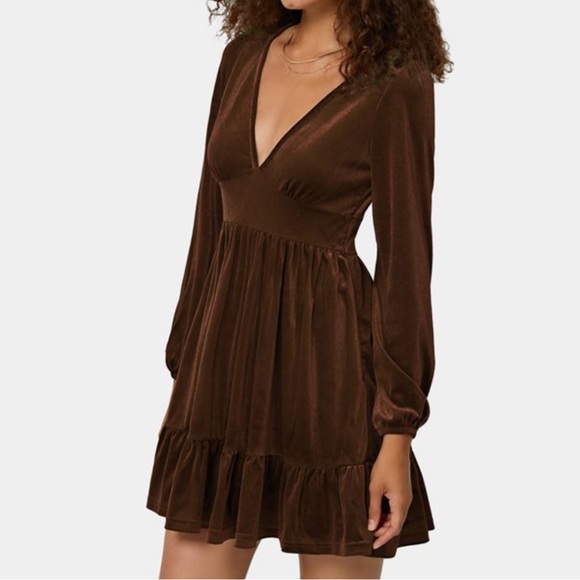 HALARA | Dresses | New Deep V Neck Ruffled Hem Velvet Mini Dress | Poshmark